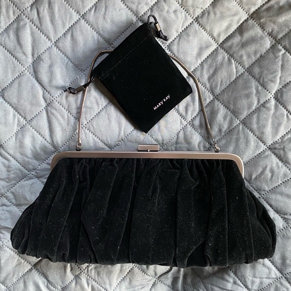 Mary Kay | Bags | New Mary Kay Black Velvet Clutch Purse With Chain And ...